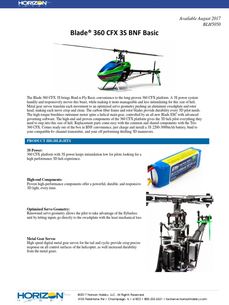 Blade 360 CFX 3S BNF Basic Sales Training | PDF | Vehicles | Manufactured Goods