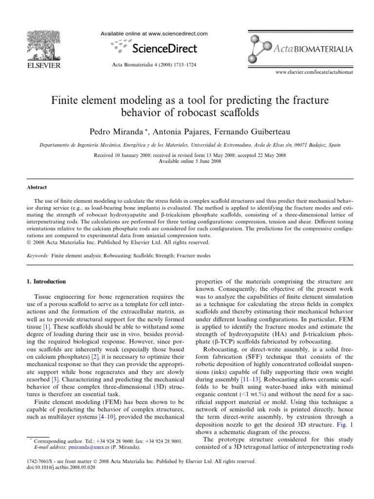 Finite Element Modeling As A Tool For Predicting The Fracture Behavior 0113