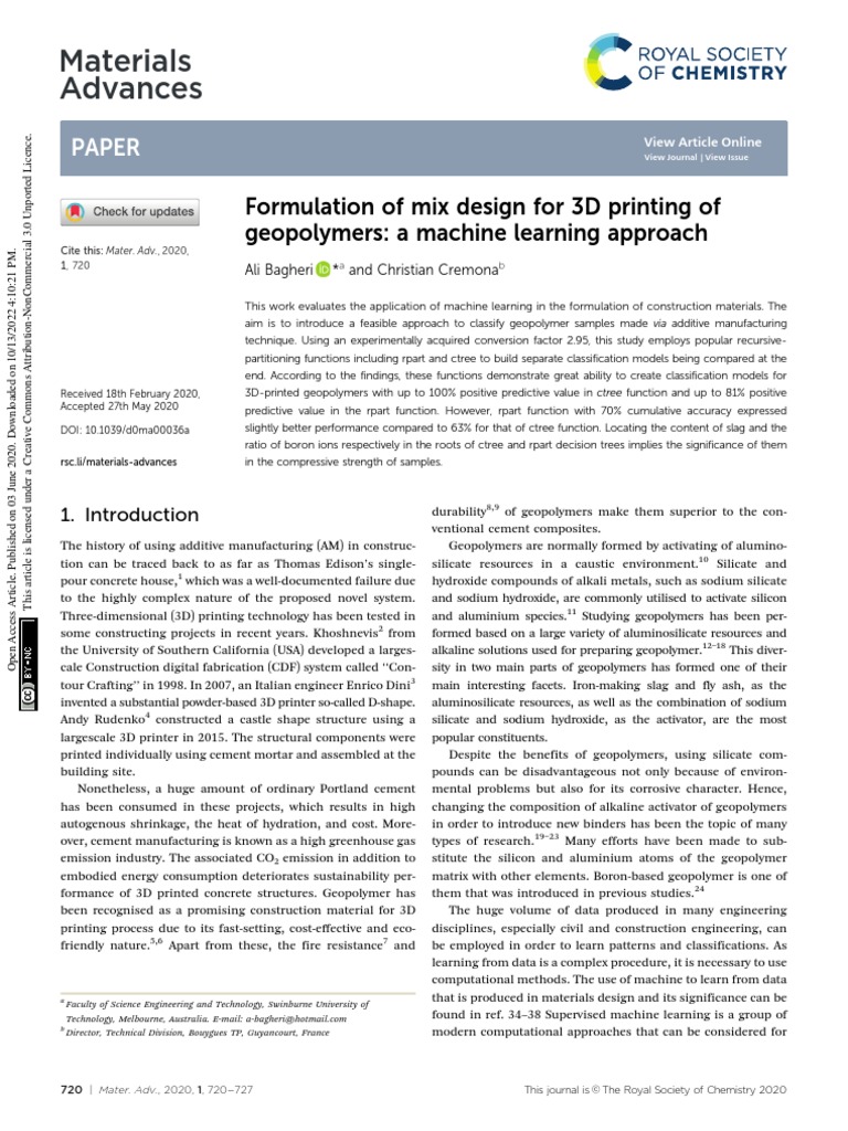 Formulation of Mix Design For 3D Printing of Geopolymers | PDF ...