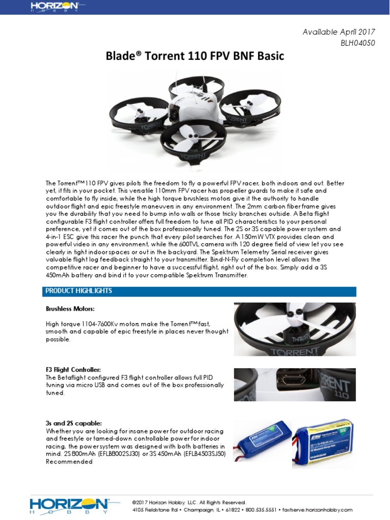 Blade Torrent 110 FPV BNF Basic Sales Training | PDF | Manufactured ...