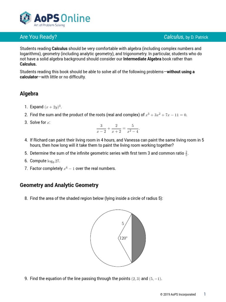 Calculus Pretest | PDF | Geometry | Equations