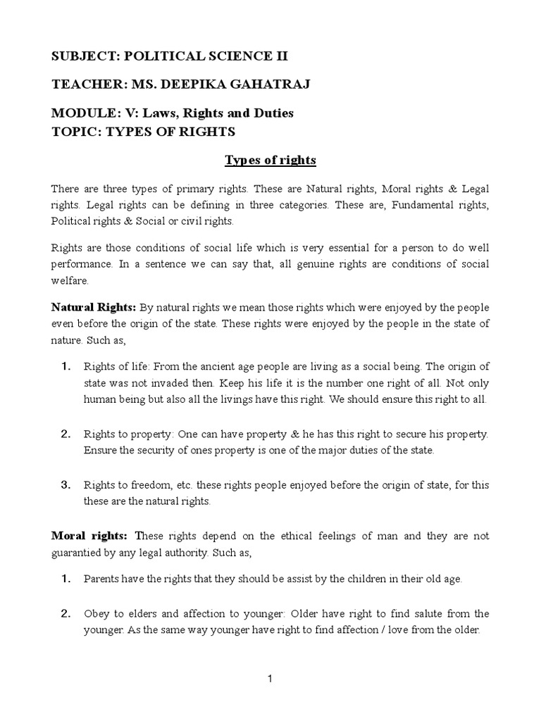 Subject: Political Science Ii Teacher: Ms. Deepika Gahatraj MODULE: V ...