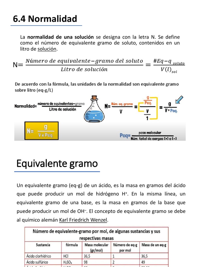 Normalidad | PDF | Mole (Unidad) | Ácido