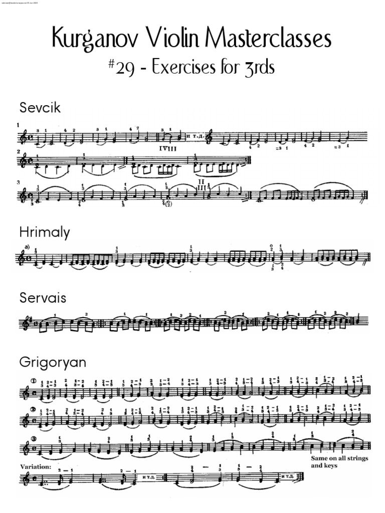 Mastering Thirds - Exercises For Kurganov Violin Masterclass 29 | PDF