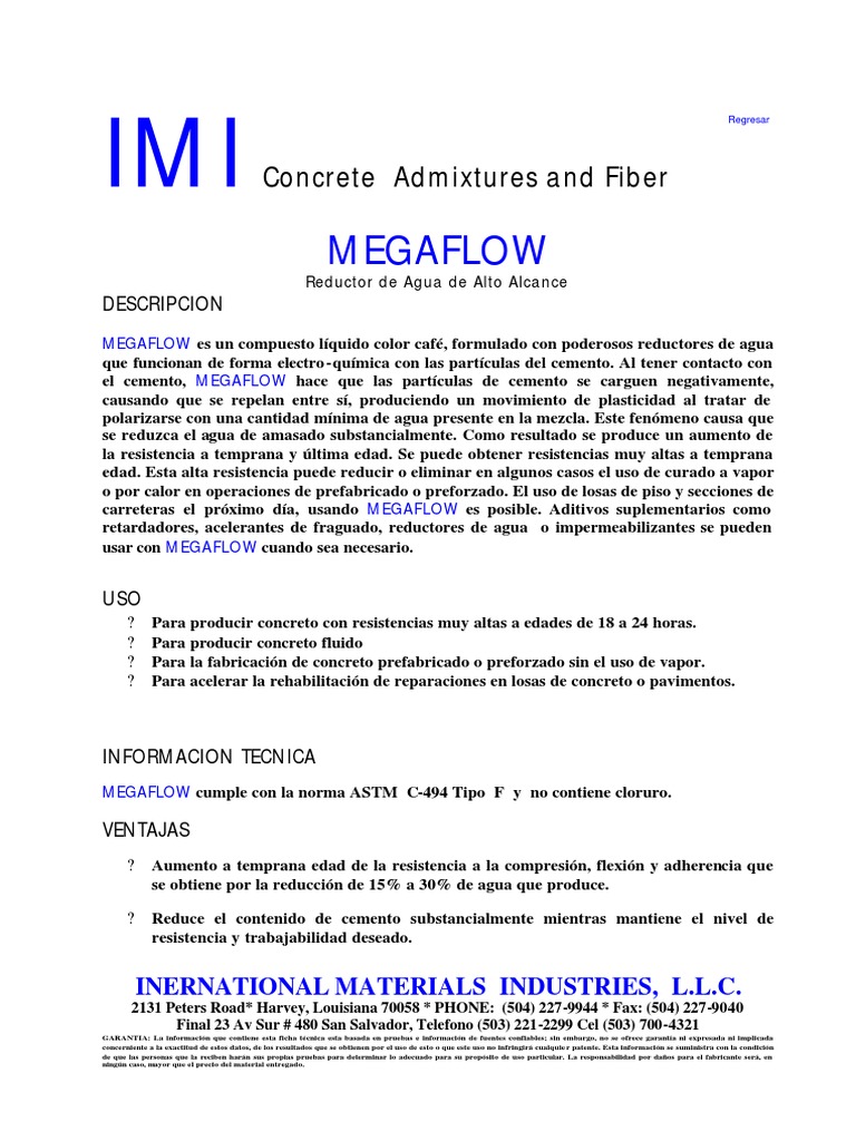 203 - Megaflow - Esp | PDF | Hormigón | Cemento