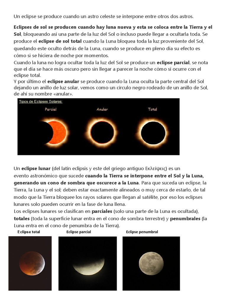 Eclipse Parcial Eclipse Penumbral | PDF | Ciencia y matemáticas