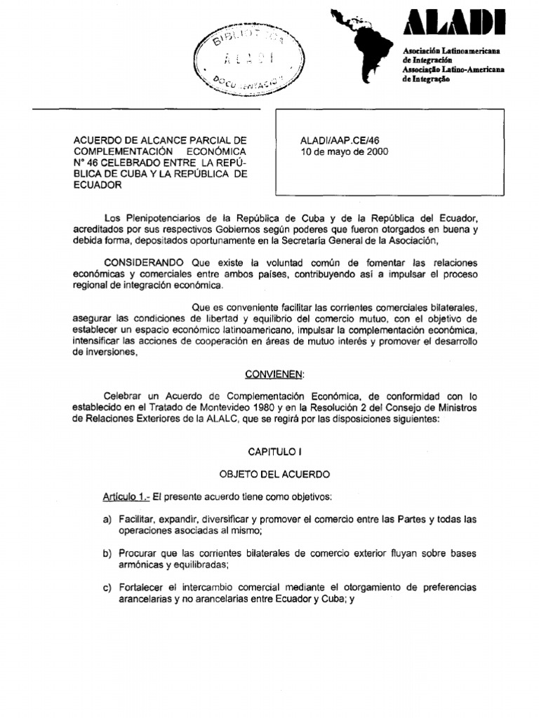 Acuerdo Cuba-Ecuador Ace - 046 | PDF