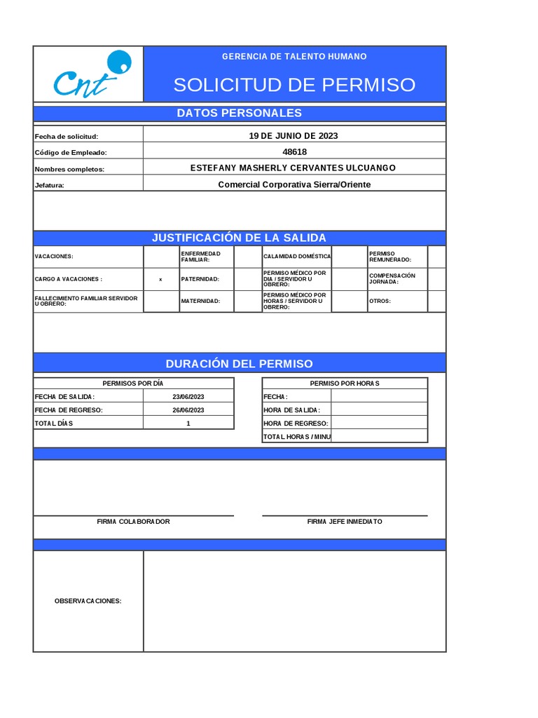 Solicitud de Permiso | PDF