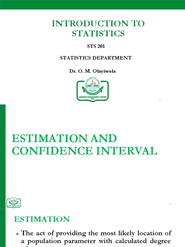 STS 201 Week 6 Lecture Note | PDF | Estimator | Bias Of An Estimator