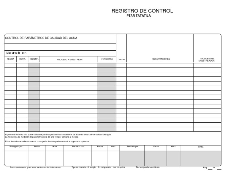Formato Parámetros Control | PDF