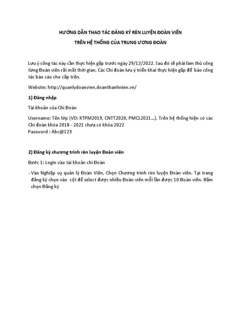 Huong Dan Ren Luyen Doan Vien Chi Doan | PDF