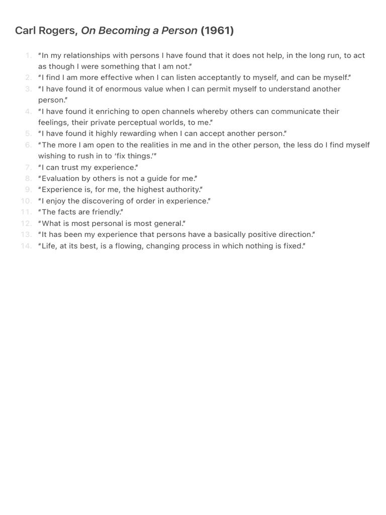 Carl Rogers, On Becoming A Person (1961) | PDF