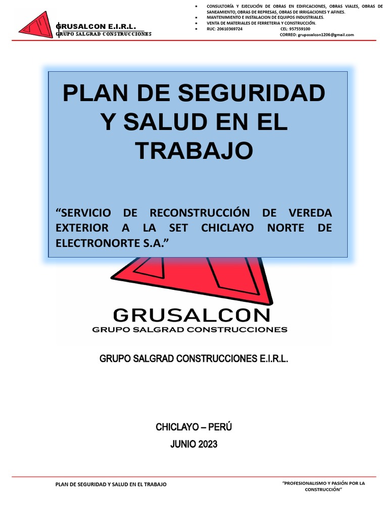 Plan de Seguridad y Salud en El Trabajo | PDF | Seguridad y salud ocupacional