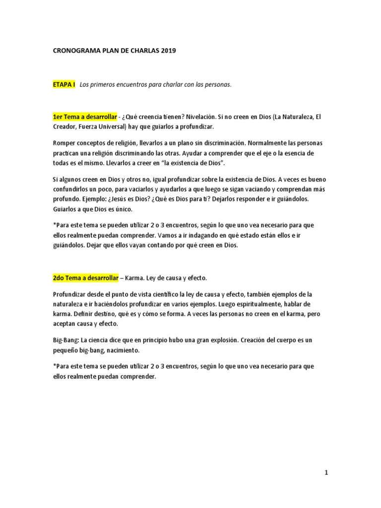 Cronograma Plan de Charlas 2019 | Descargar gratis PDF | Dios | Karma