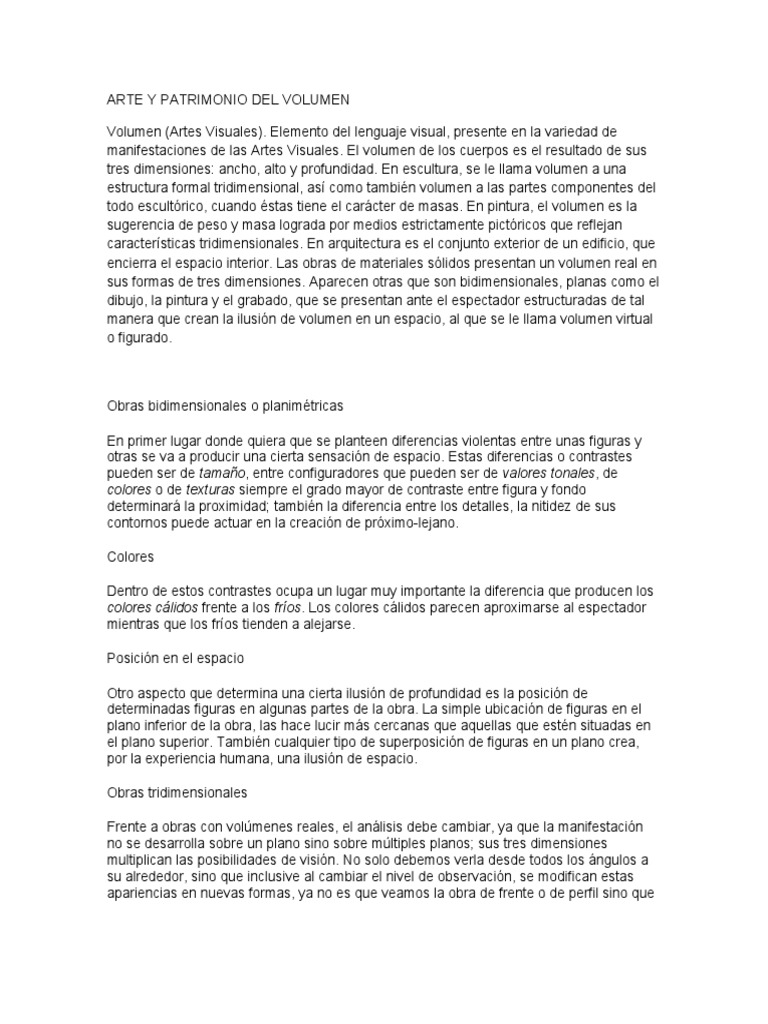 Volumen en Arte y Patrimonio | PDF | Pinturas | Volumen