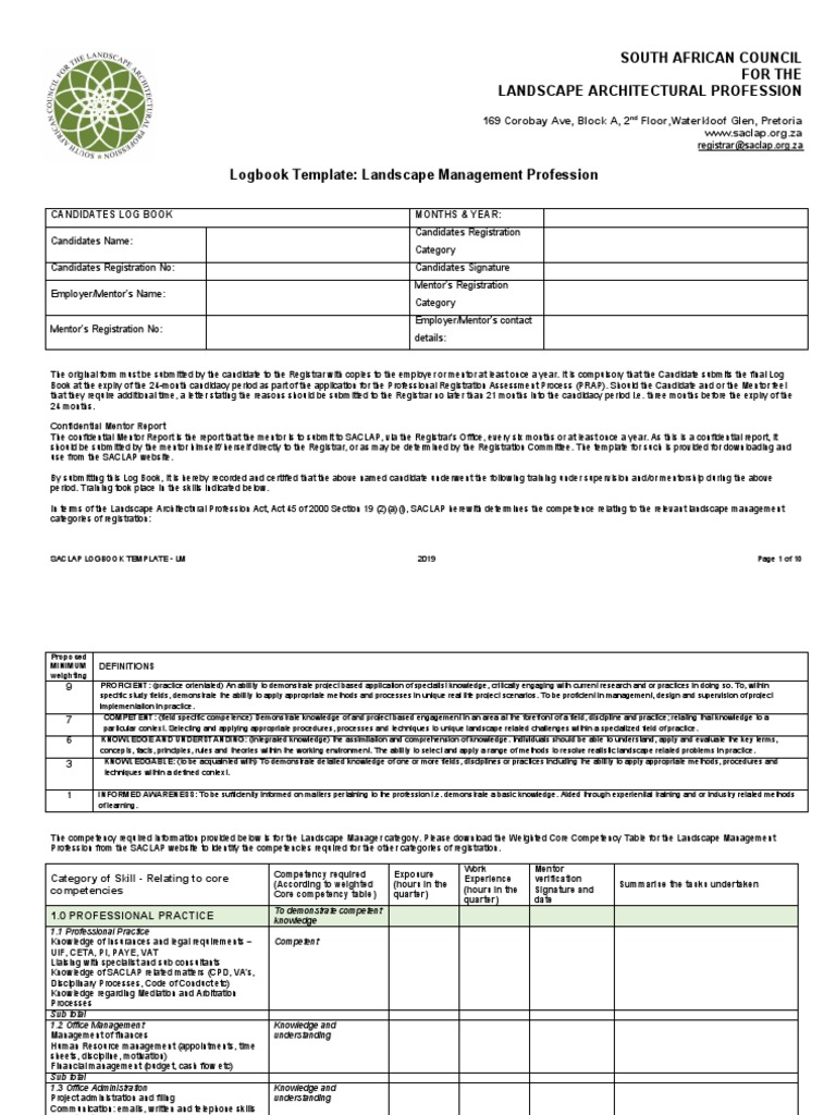 SACLAP LM Logbook Template-February 2019 | PDF | Competence (Human ...
