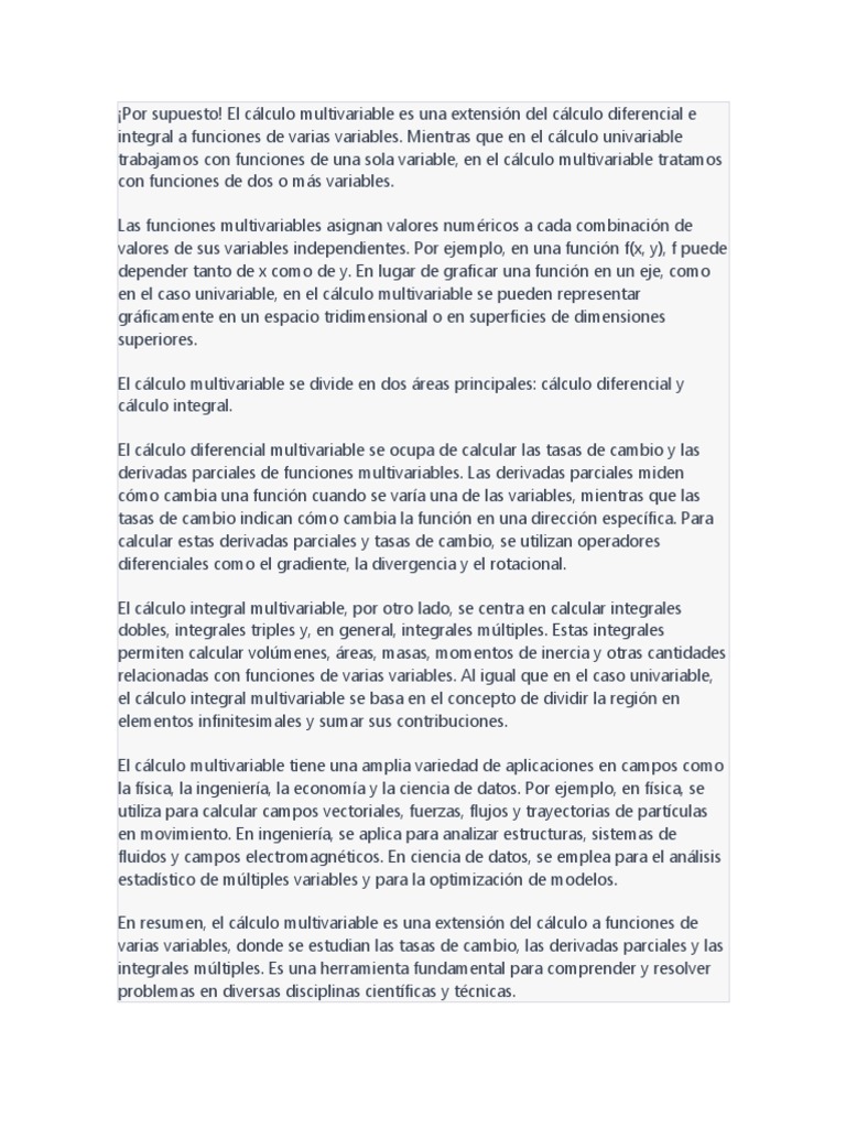 Introducción al Cálculo Multivariable | PDF | Cálculo multivariable ...