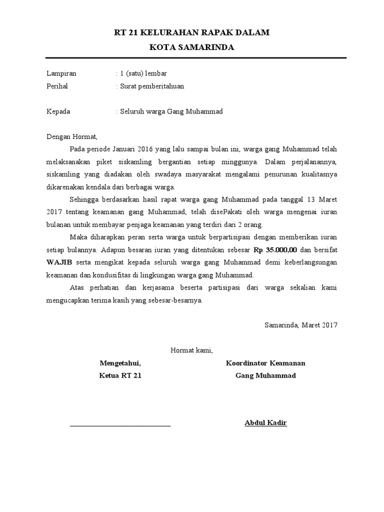 surat edaran warga | PDF