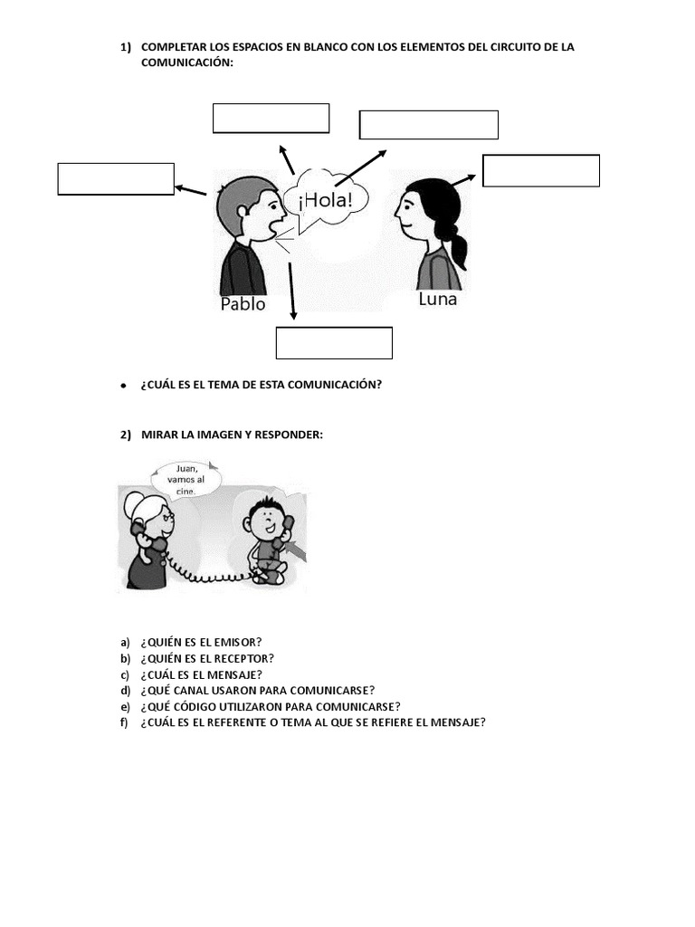 Completar Los Espacios en Blanco Con Los Elementos Del Circuito de La Comunicación | PDF