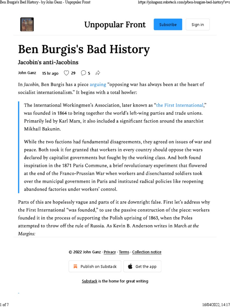 Ben Burgis's Bad History John Ganz | PDF