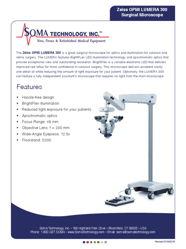Zeiss OPMI Lumera 300 Surgical Microscope | PDF | Microscope | Optics