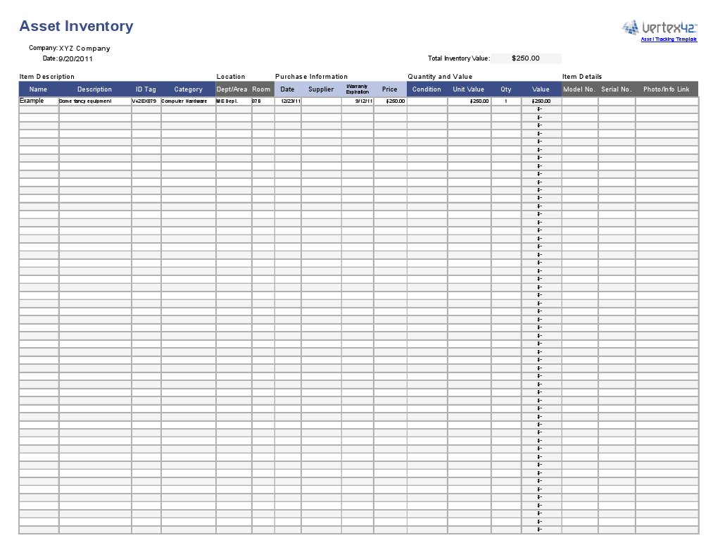 Asset Tracking Template | Copyright | Business