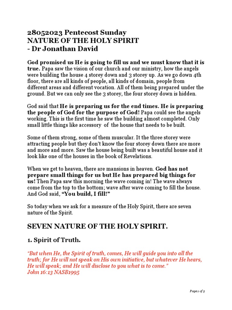 OF THE HOLY SPIRIT DR Jonathan David | PDF | Jesus | Grace In Christianity