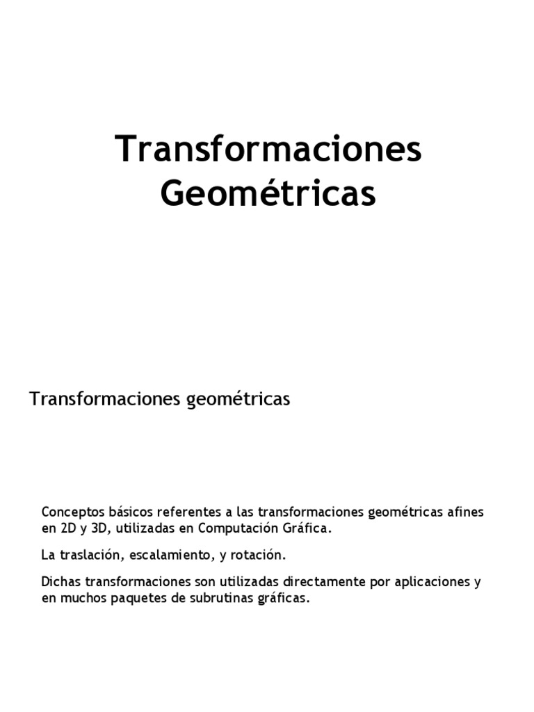 Transformaciones Geometricas | PDF | Rotación | Matriz (Matemáticas)