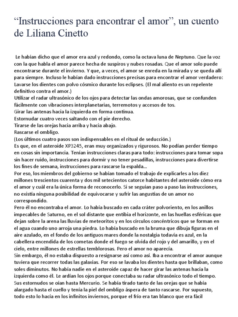 Instrucciones para Encontrar El Amor | PDF | Amor | Astronomía