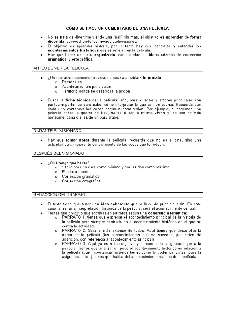 Cómo Hacer Un Resumen de Una Película | PDF