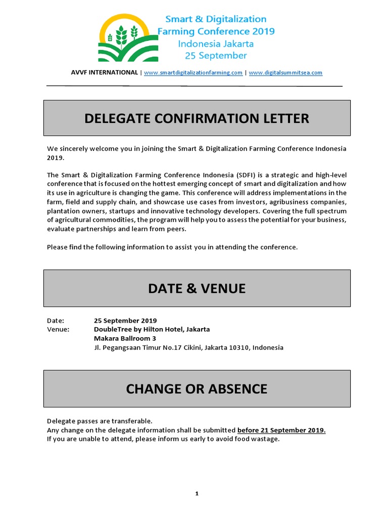 Delegate Confirmation Letter | PDF