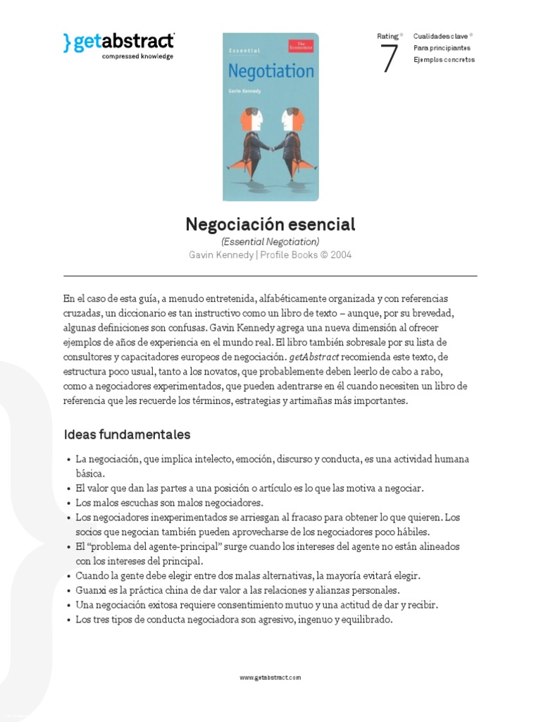 Negociación Esencial Gavin Kennedy | PDF | Subasta