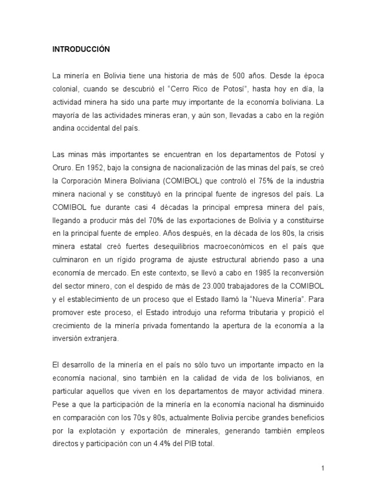 Historia de La Mineria Andina Bolivianafin | PDF | Minería | Bolivia