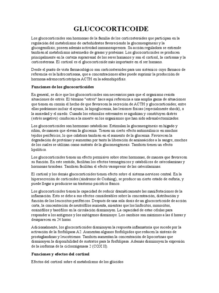 Funciones y Efectos de los Glucocorticoides | PDF | Glucocorticoides ...