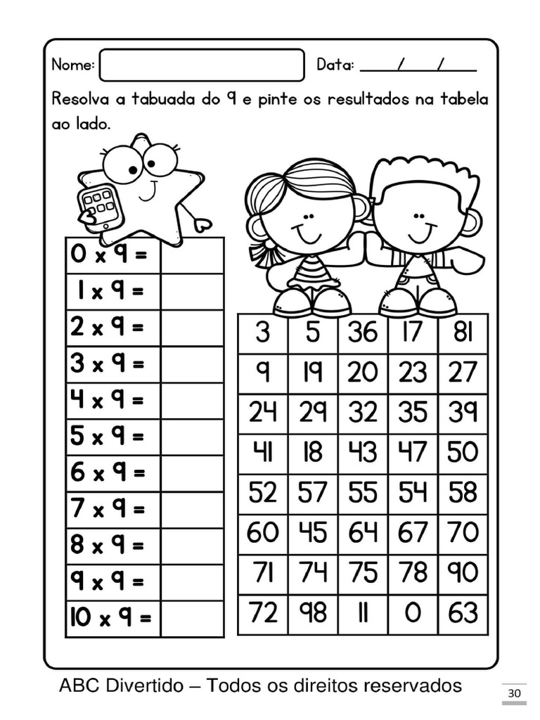 Tabuada 9 | PDF