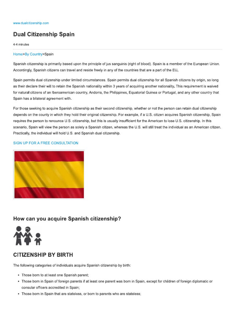 Dual Citizenship in Spain | PDF