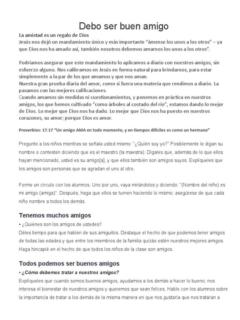 Cómo ser un buen amigo para niños | PDF | Amor