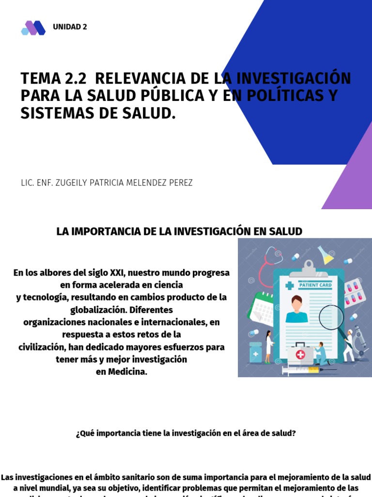Relevancia de La Investigación para La Salud Pública y en Políticas y Sistemas de Salud. | PDF ...