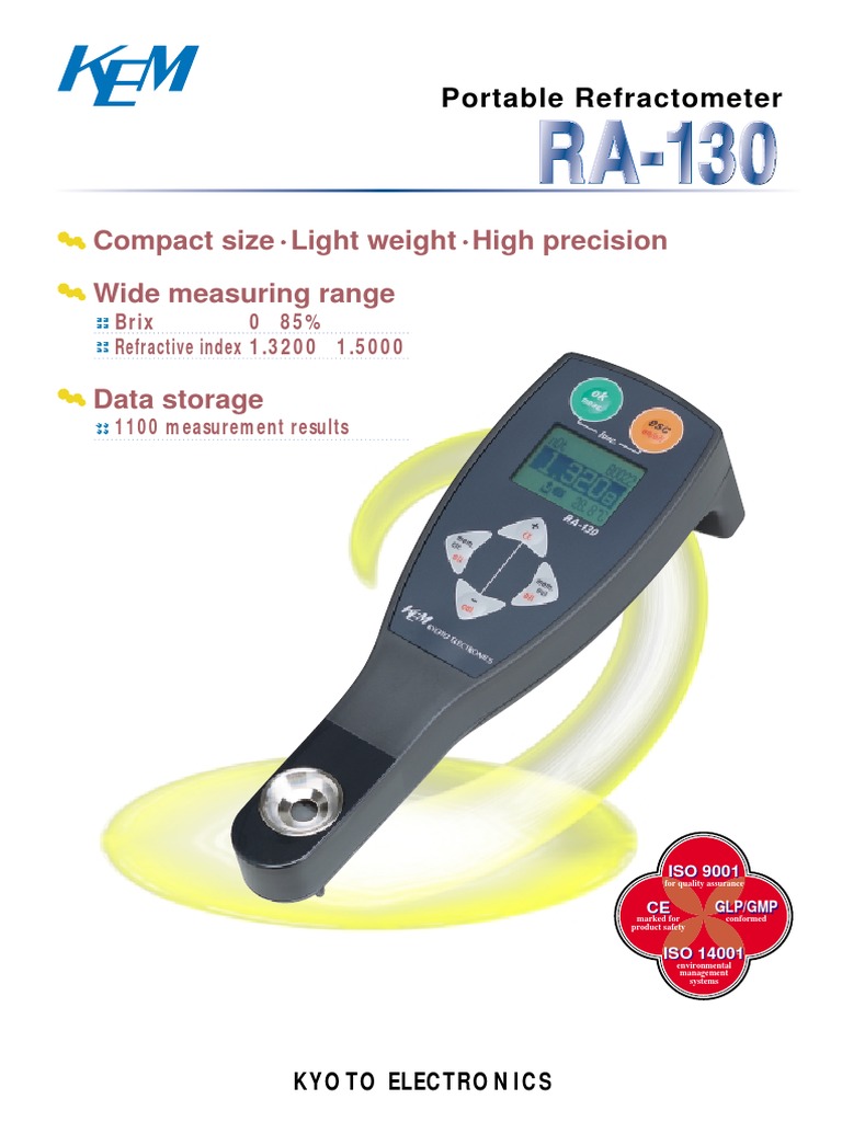 Portable Refractometer RA 130 | PDF | Metrology | Physical Sciences