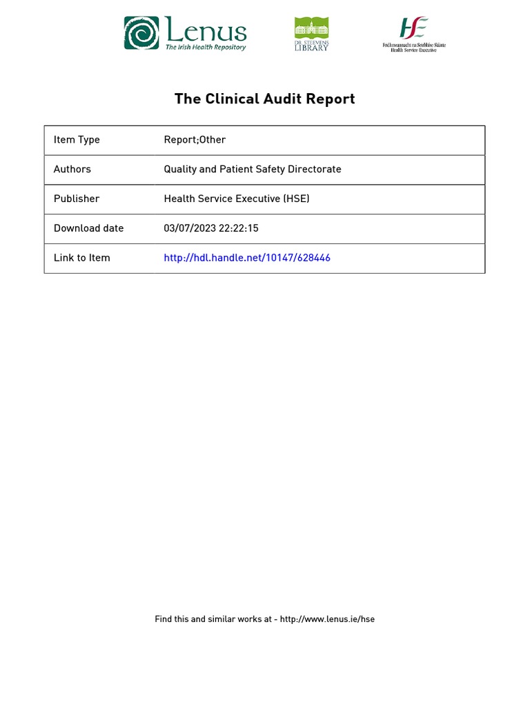 Clinical Audit Report Guidelines | PDF | Audit | Sampling (Statistics)