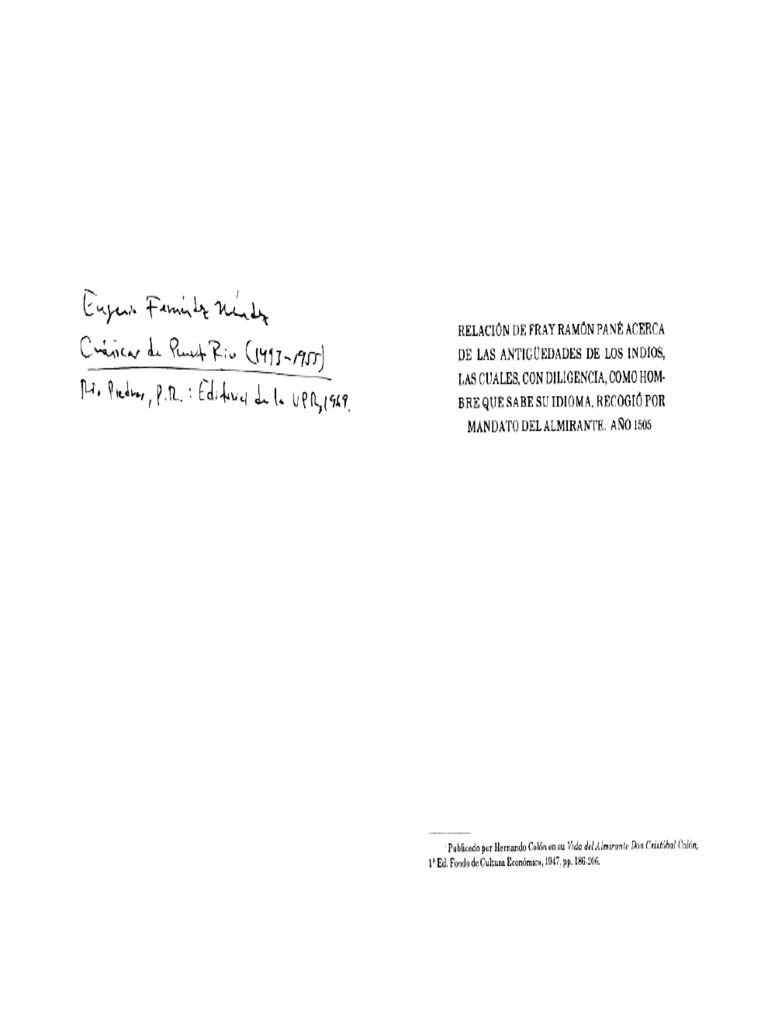 Relacion de Fray Ramon Pane | PDF