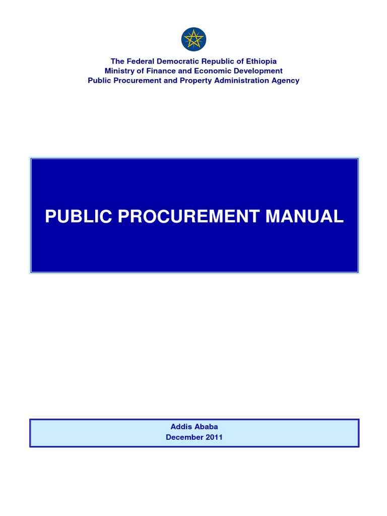 FDRE Public Procurement Manual 2011 | PDF | Procurement | Specification (Technical Standard)