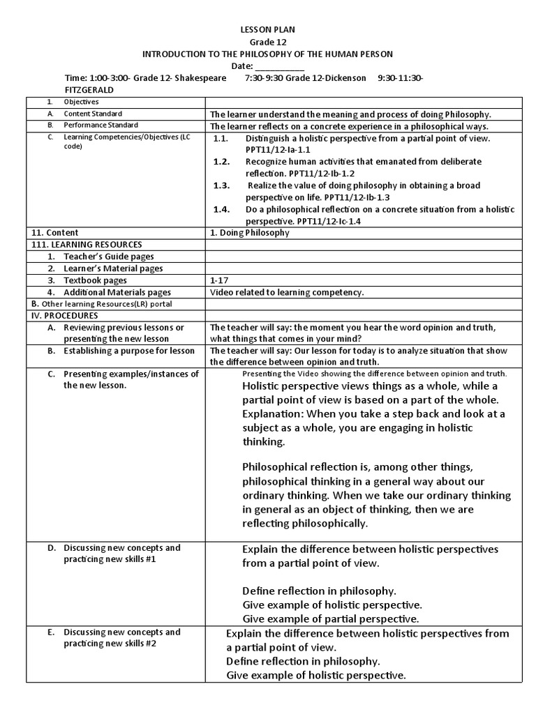 Lesson Plan 2 | PDF | Learning | Lesson Plan