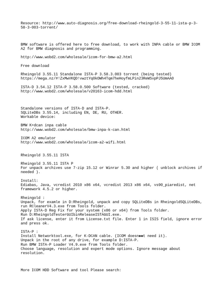 Free Download Rheingold 3.55.11 ISTA-P 3.58.3.003 Torrent | PDF