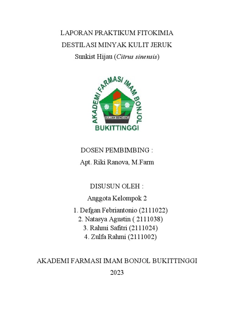 Laporan Fitokimia Minyak Atsiri Jeruk Kel 2 | PDF