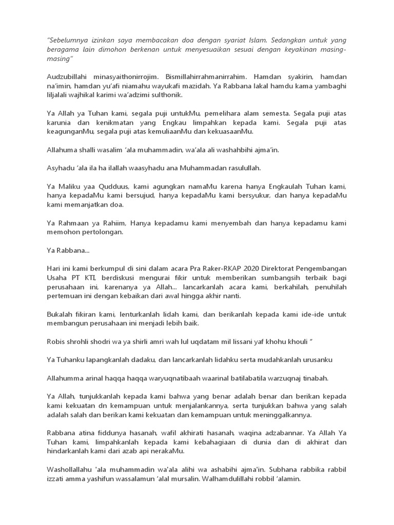 Teks Bacaaan Doa Pada Acara Kantor | PDF