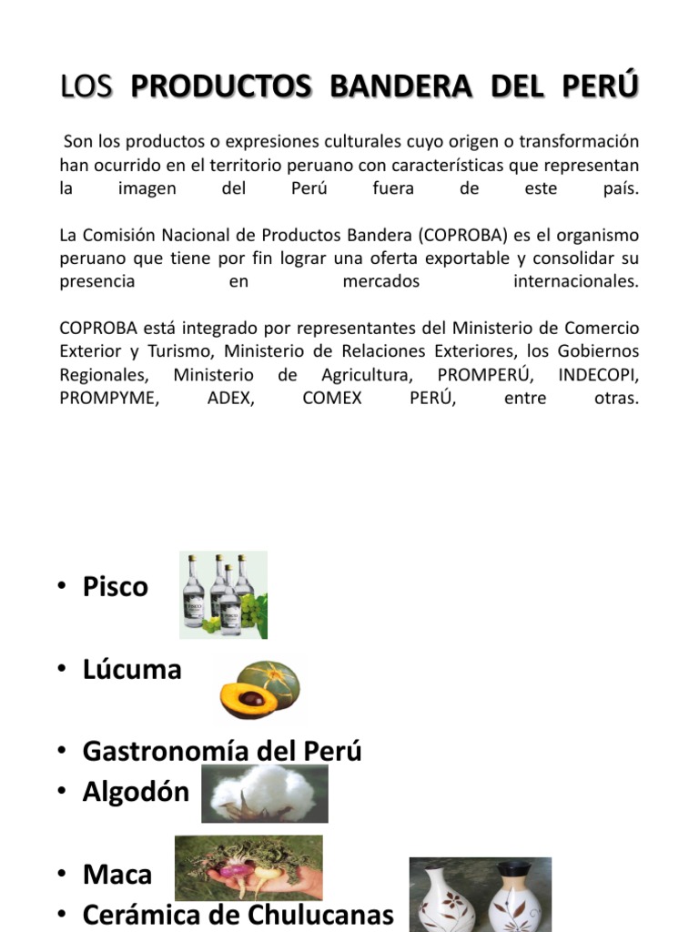 LOS PRODUCTOS BANDERA DEL PERÚ