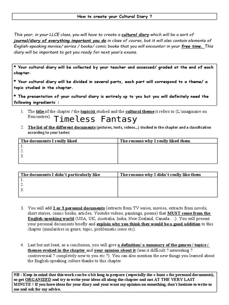 How To Create Your Cultural Diary | PDF