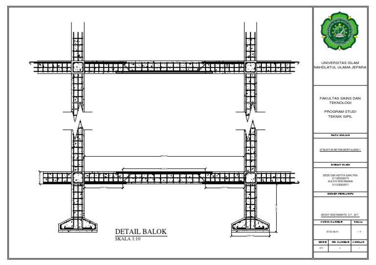 Detail Balok: SKALA 1:10 | PDF