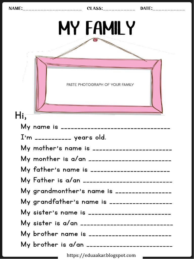 My Family Worksheet | PDF